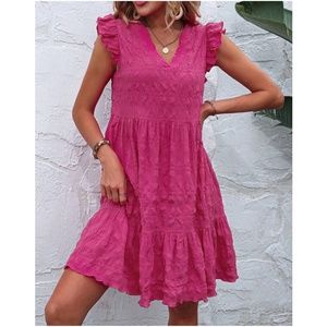 BellanBlue | Dresses | 34 Hot Pink Ruffle Sleeve Mini Dress | Poshmark